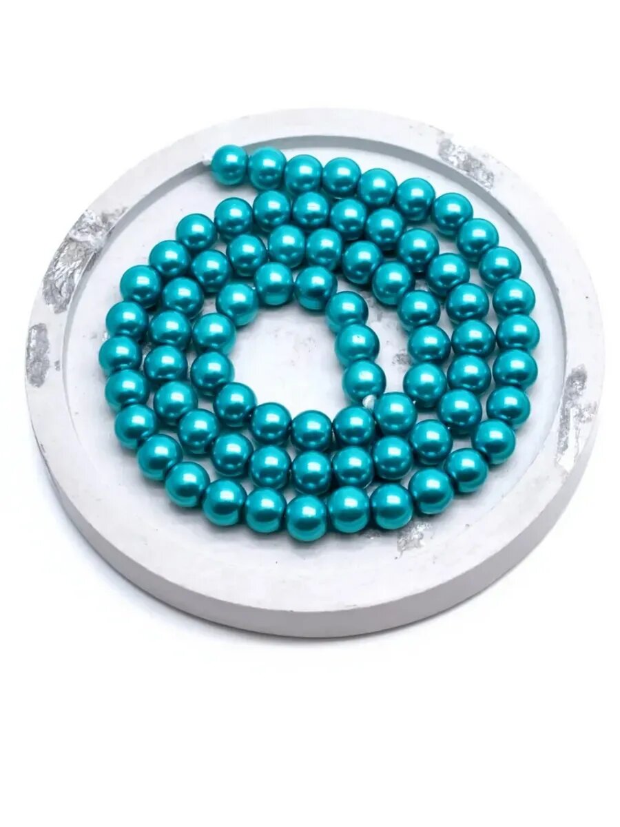 1390 Бирюзовые жемчужинки для вечерних украшений 6 мм 1 нить