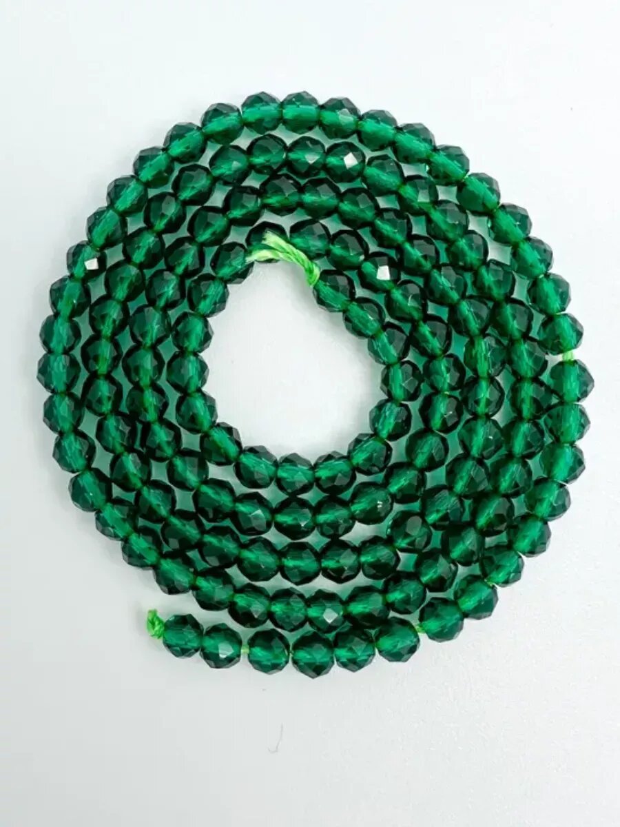 0761 Камень шпинель граненый изумрудный 3мм 1 шт качество А+