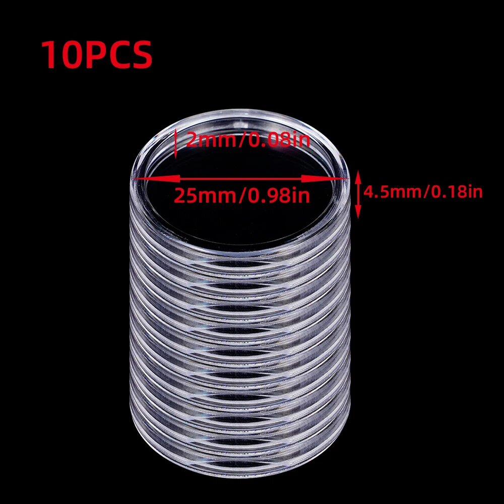 10/25/50/100 шт. 19-33 мм прозрачные футляры для монет, держатель для сбора монет, круглая коробка для хранения, защитная коробка для монет, контейнер