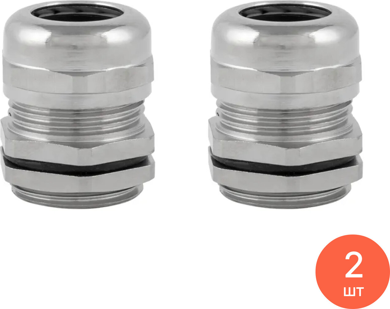 Сальник EKF / ЕКФ PROxima для ввода кабеля в щитовое оборудование, металлический, степень защиты IP68, резьба MGM22 с шагом 1.5мм, диаметр 10-14мм / электрика (комплект из 2 шт)