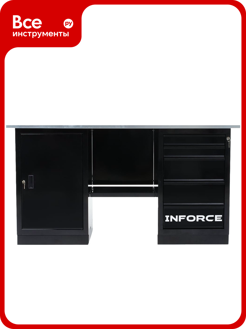 Верстак с драйвером и тумбой Inforce 1600х686х845 LW-3, допустимая нагрузка на стол 1000кг, 05-01-007, 1600 мм