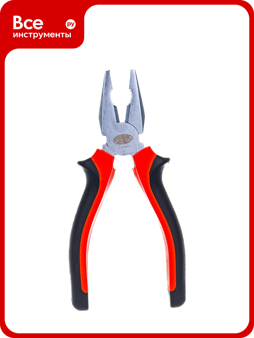 Пассатижи АвтоDело 30216 12299 черно‑красные рукоятки, CrV губки с прямой‑полукруглой кромкой для резки проводов