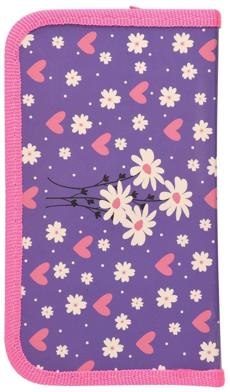 Пенал односекционны Schoolformat DAISY 190х115х20 мм сиреневы, картон