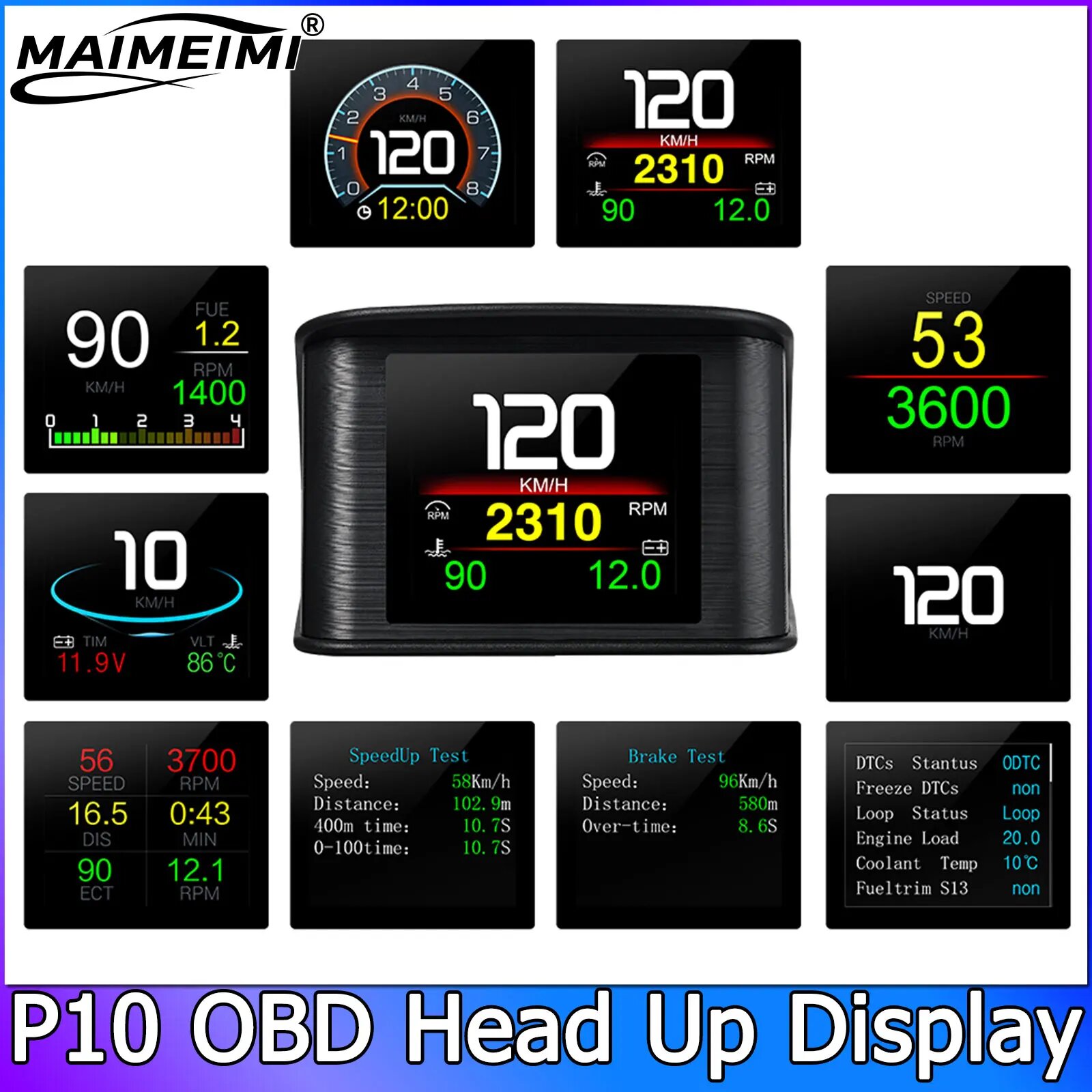 Новый автомобильный ЖК-метр OBD2 - P10 Pro, умный автоматический цифровой проекционный дисплей с 12-мя основными функциями, система Alnrm для автомобиля