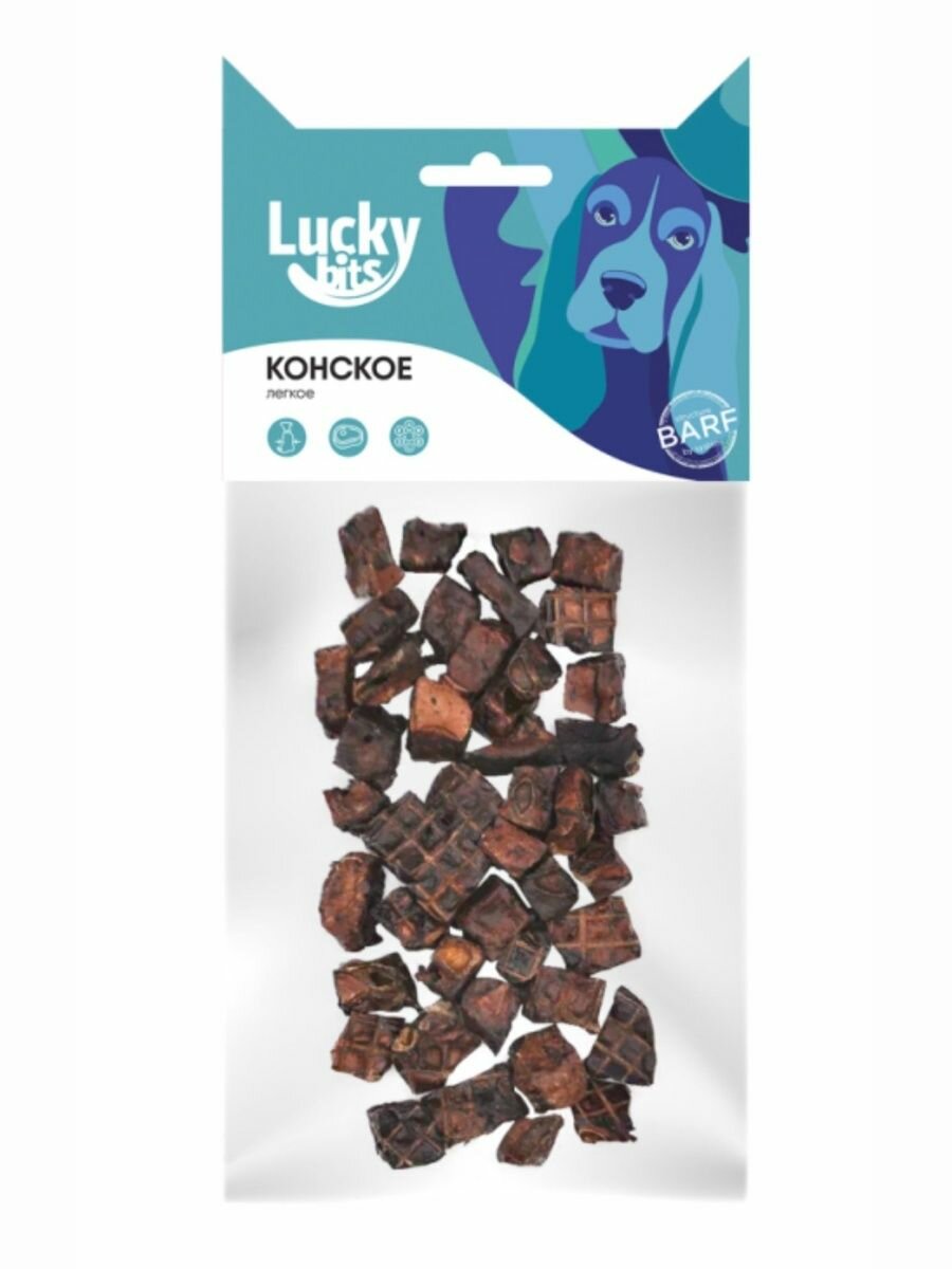 Лакомство конское легкое для собак мелких и средних пород конское легкое Lucky bits, 40 гр