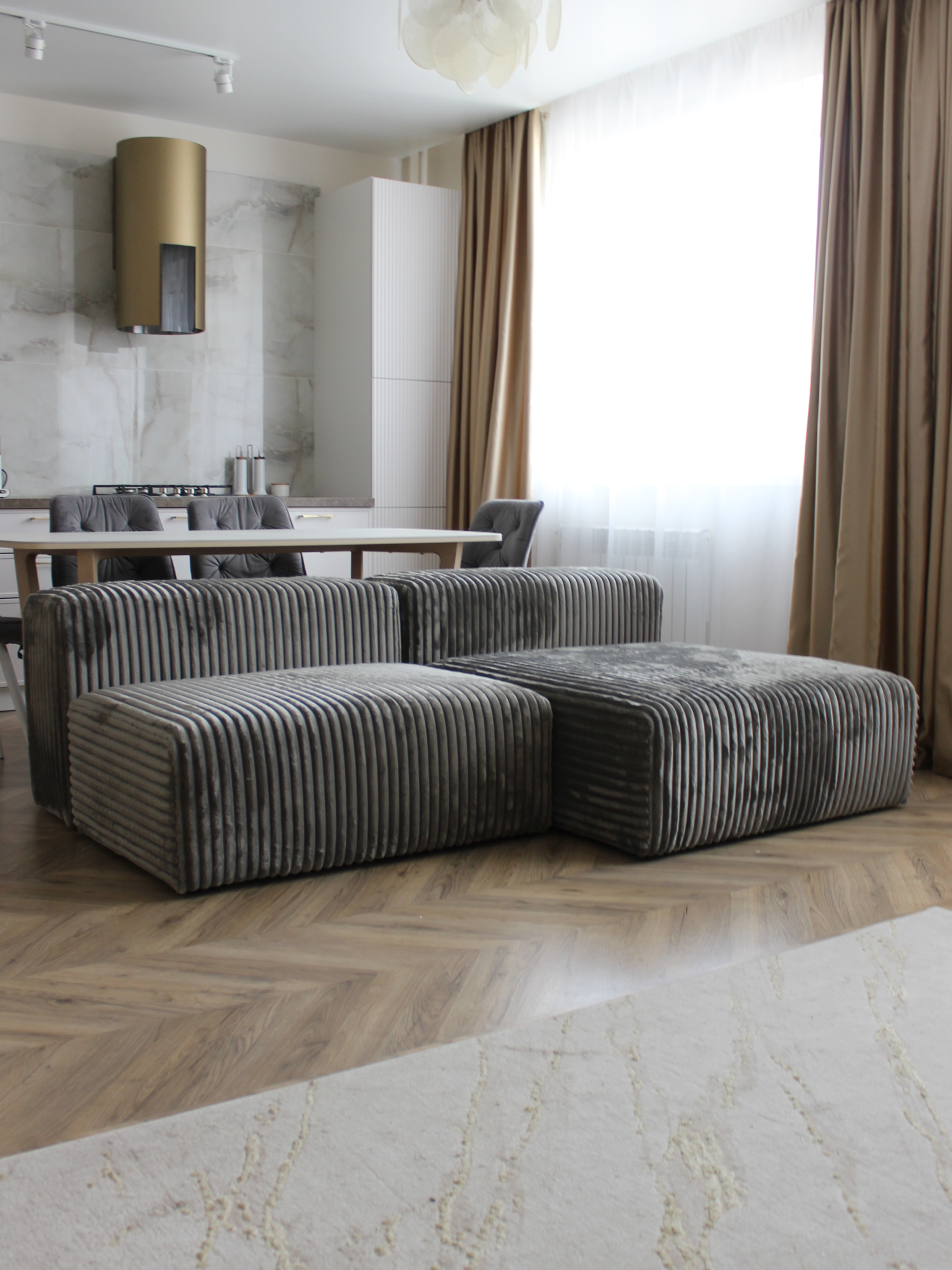 Диван модульный Ромул, серый, 210х140х62