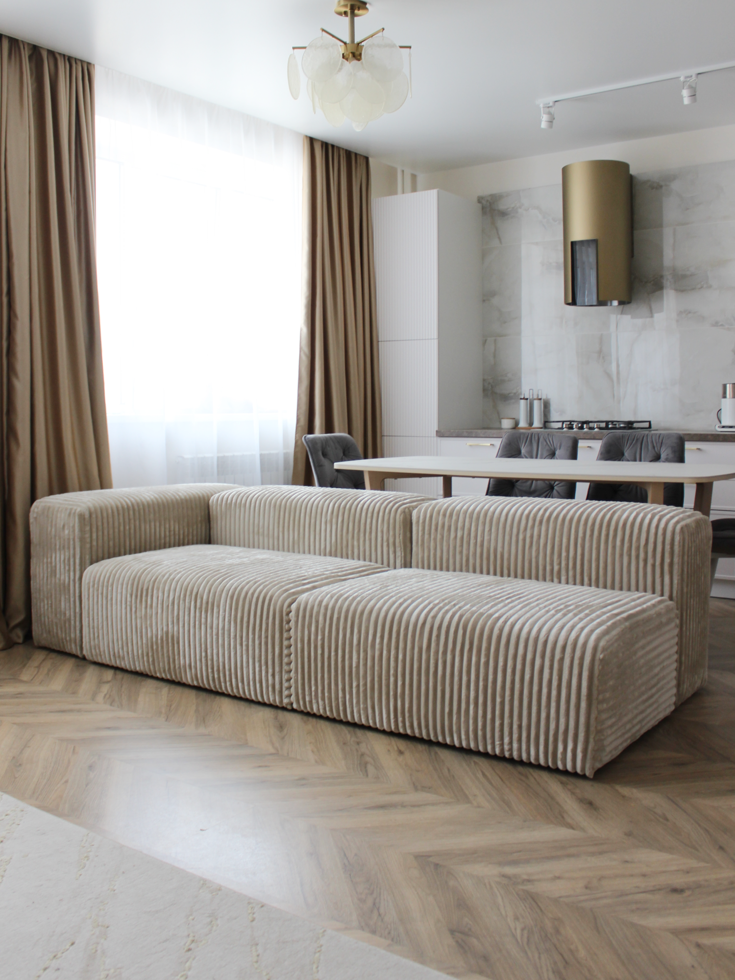 Диван модульный Ромул, бежевый, 245х105х62