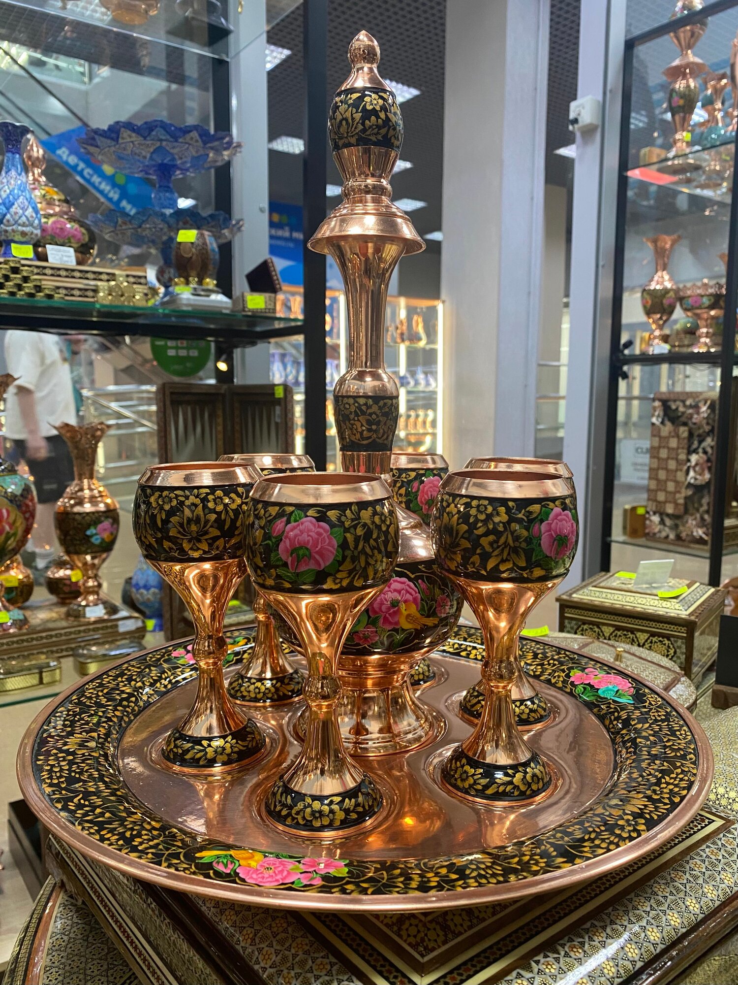Винный сервиз Персидский базар "Ташир", Иран, ручная работа, 6 предметов
