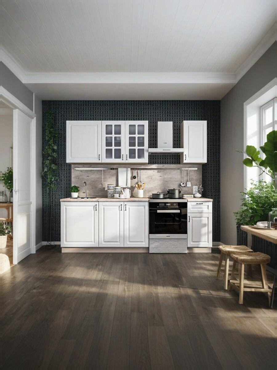 Кухонный гарнитур Регина24 Бежевый песок/МДФ Белоснежный/МетрополитанR5