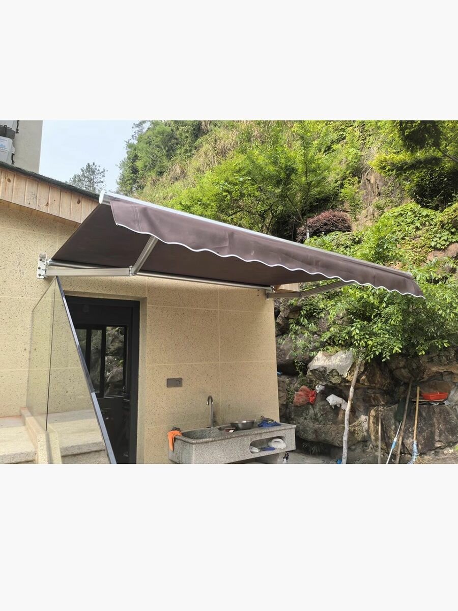 Маркиза навес выдвижная, Тент садовый, брезентпвс, Ручной привод