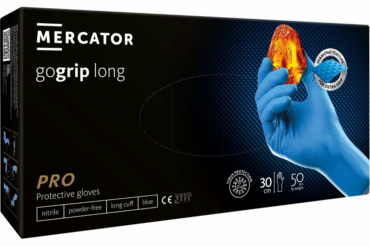 Gogrip Нитриловые перчатки синие удлиненные 300 мм размер M 25 пар RP30031003_0001