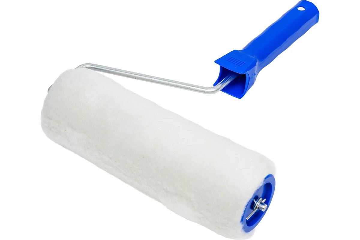 Малярок Валик мех натуральный, 200 мм, D 50 мм, ворс 12 мм, плотность 450 г/м2, ручка 6 мм