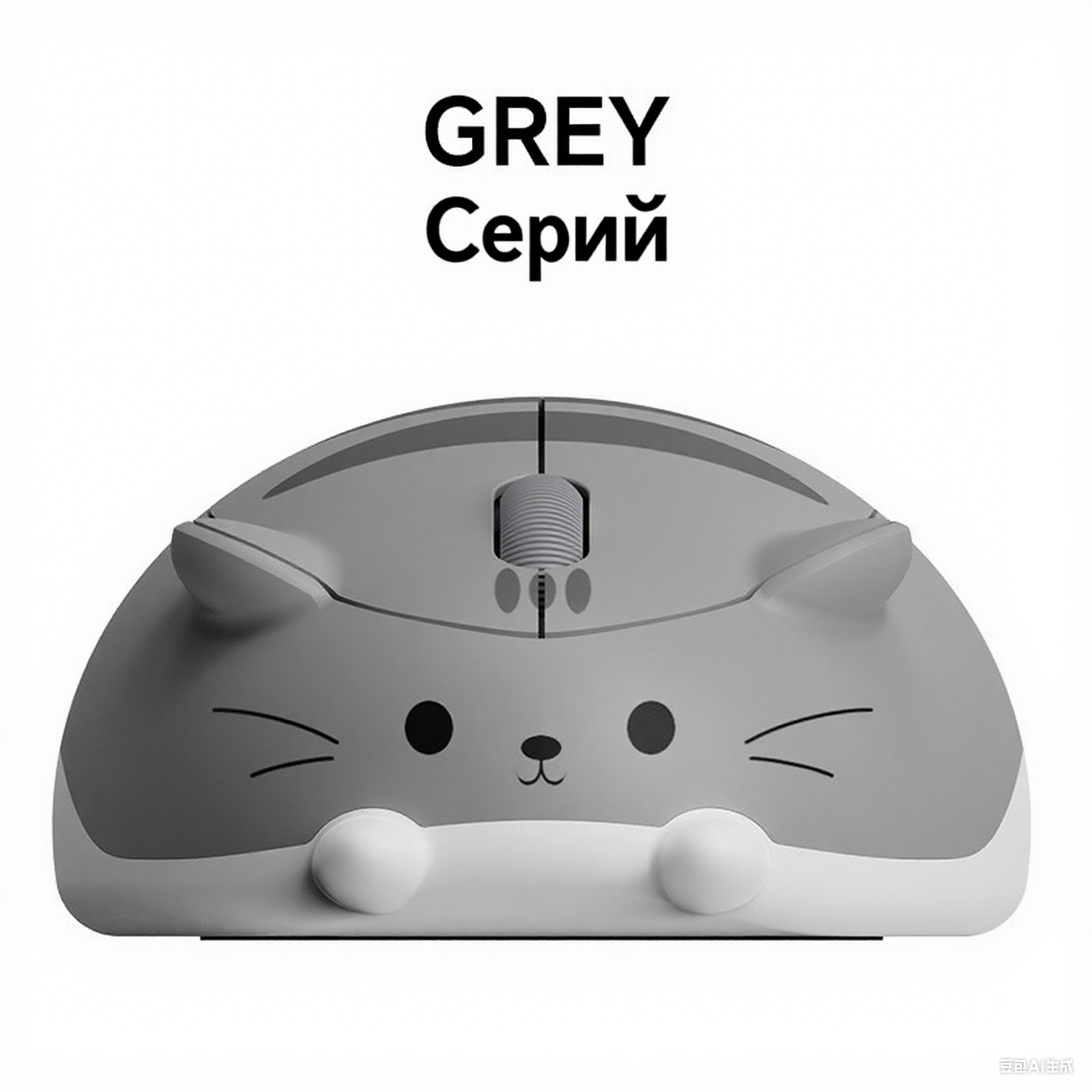 Мышка беспроводная для компьютера AKKO Cat Theme / С ушками / серый