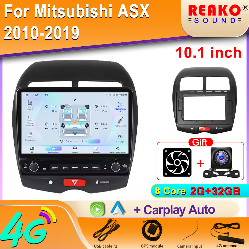 Магнитола для Mitsubishi ASX 2010-2019 с IPS экран 10.1 дюймов Wifi 2din с сенсорным экраном