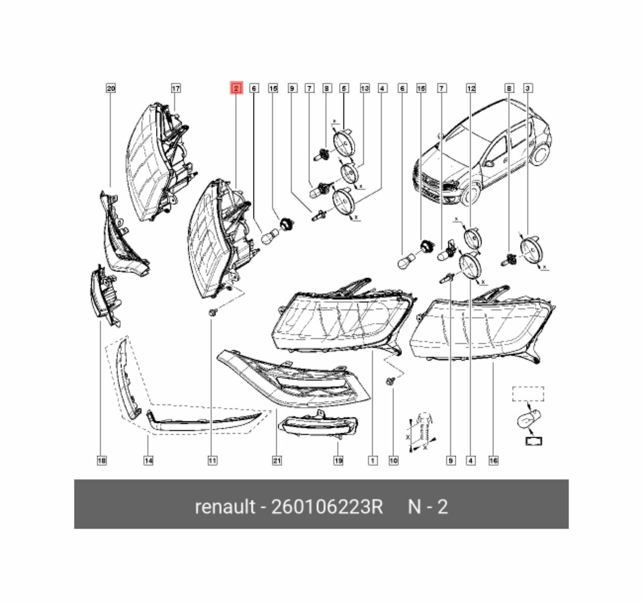 Блокфара Прав. [Org](Renault 260106223R)