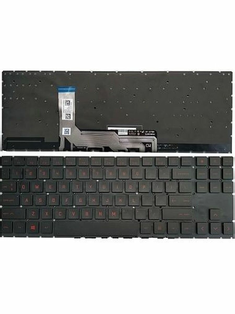 Клавиатура для ноутбука HP Omen 15-en, черная, кнопки красные, с подсветкой
