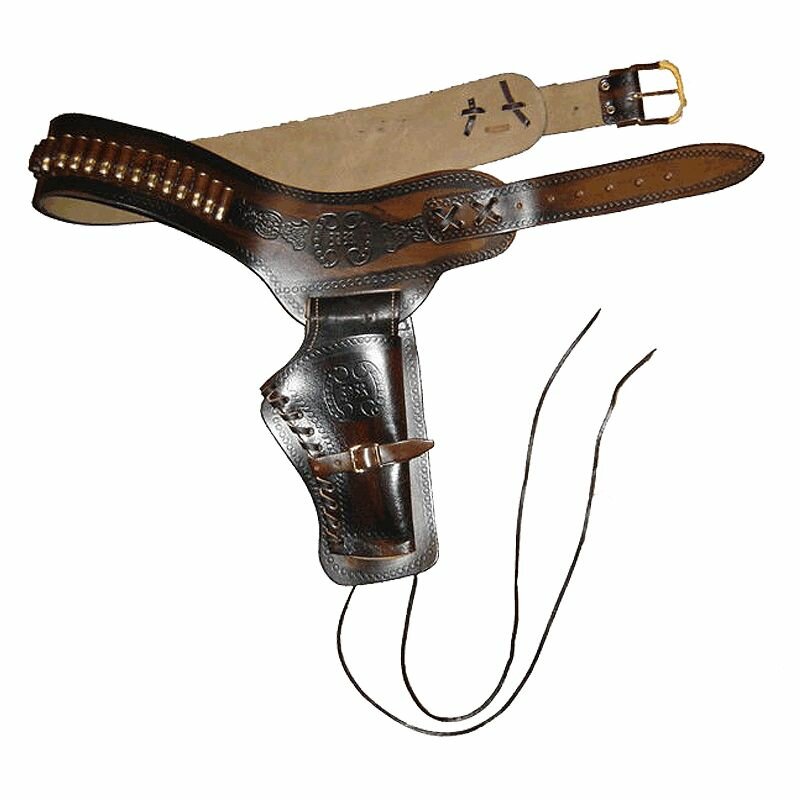 Патронташ кожаный с 1-й кобурой, натуральная кожа, коричневый