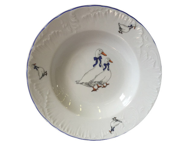 Тарелка CMIELOW Рококо Гуси 22,5см глубокая фарфор