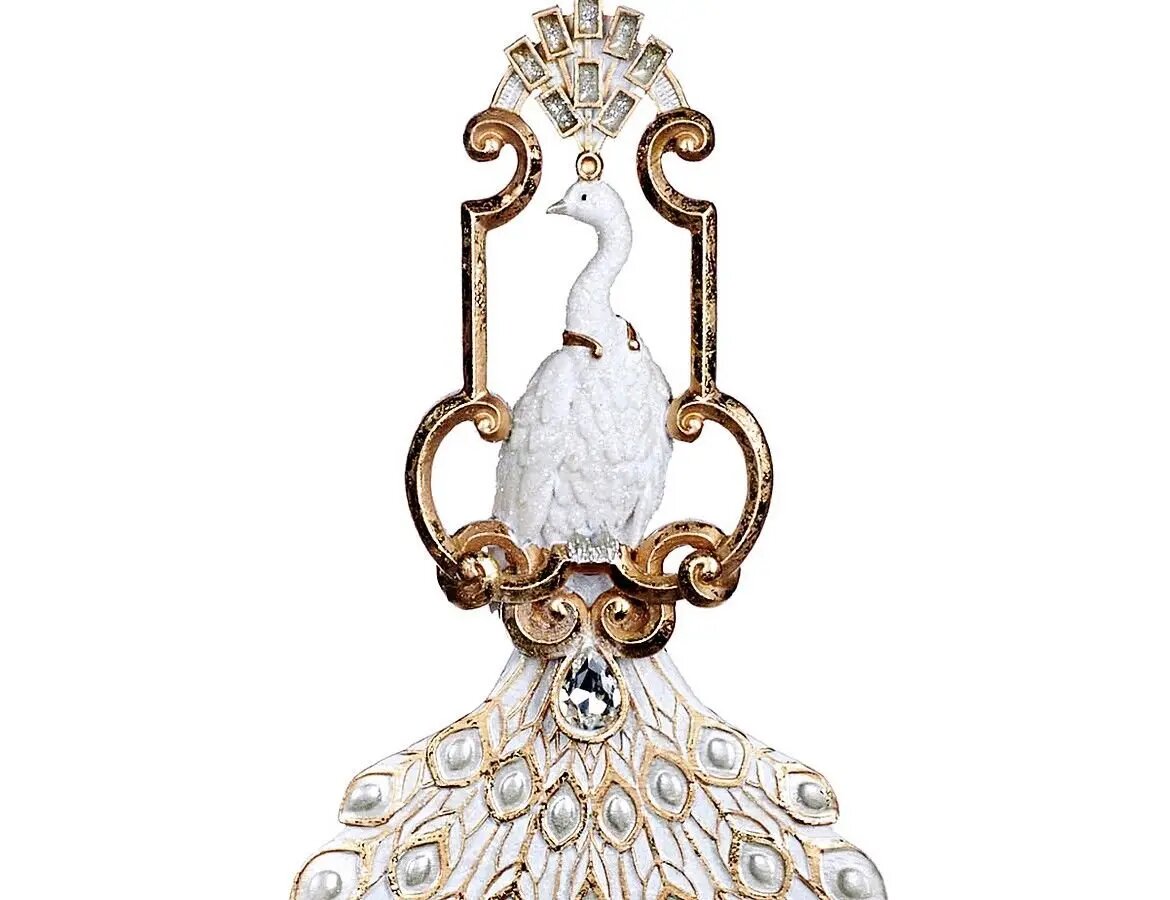 Елочная игрушка павлин В золотой рамке, полистоун, 22 см, подвеска, Goodwill