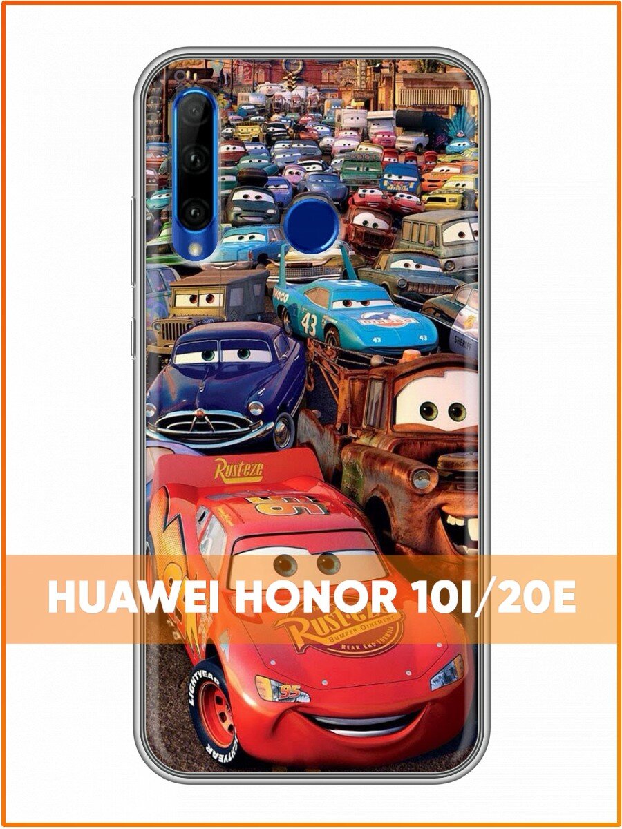 Чехол для Huawei Honor 10i, Huawei Honor 20e с принтом Молния Маккуин и машины (Хуавей хонор 10и, Хуавей хонор 20е)