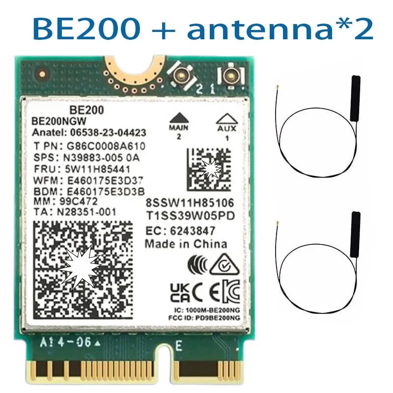 Wi-Fi 7 BE200NGW Bluetooth 5.4, 2 антенны