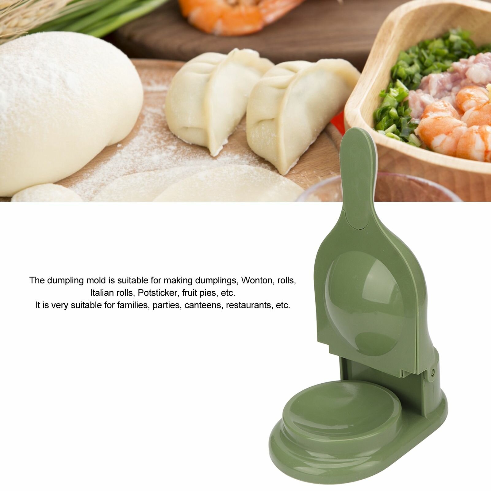 2 в 1 Портативная ручная машина для изготовления пельменей, кухонный инструмент для изготовления пельменей, инструмент для прессования теста, кухонные аксессуары, зеленый цвет