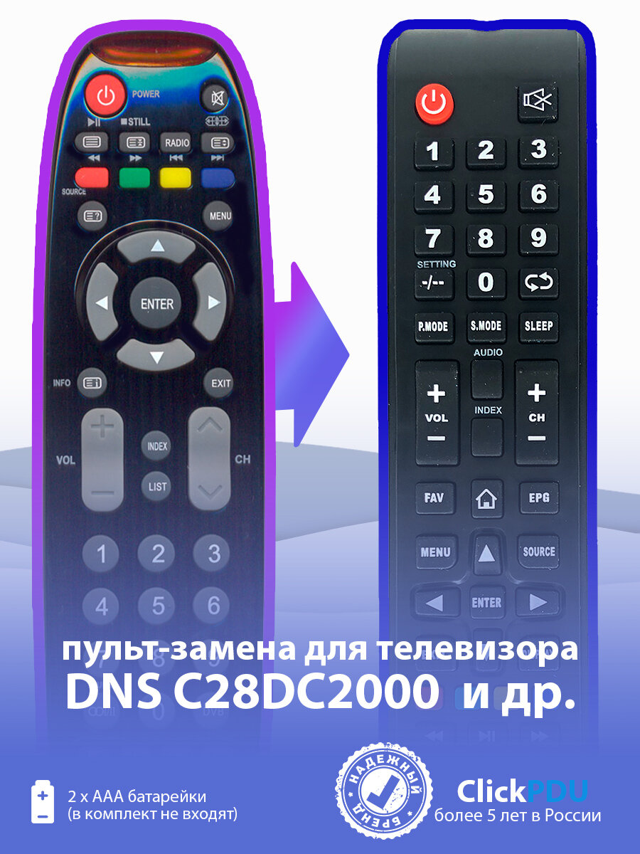 Пульт для телевизора DNS C28DC2000 и других