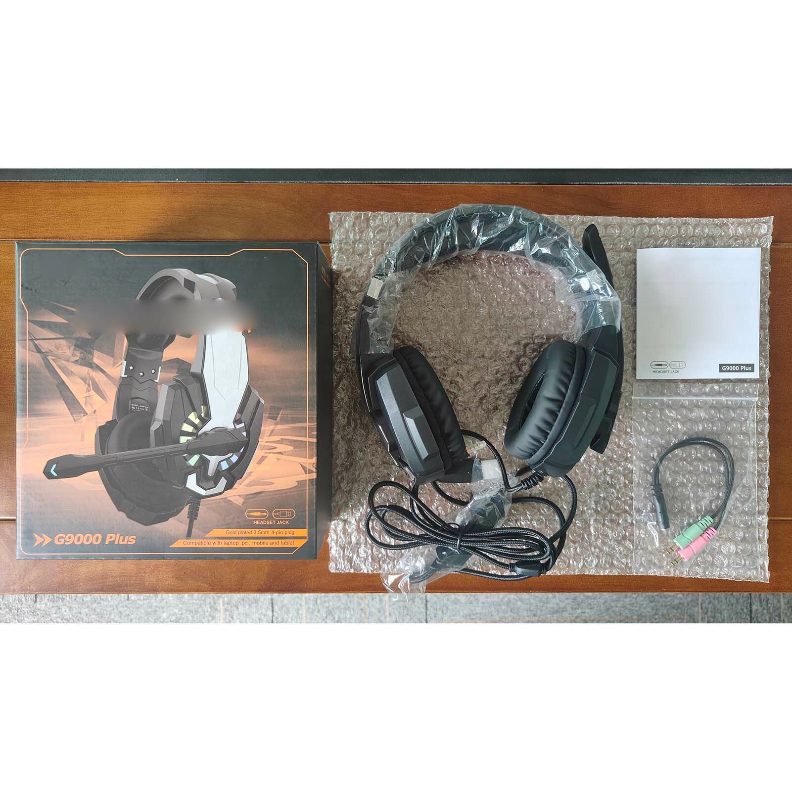 Игровая гарнитура 3,5 мм с шумополизованным микрофоном, гарнитуру с ушной игрой, светодиодный свет, регулятор громкости для ноутбука, планшет, мобильные телефоны, настольный ПК, игровая консоль Black