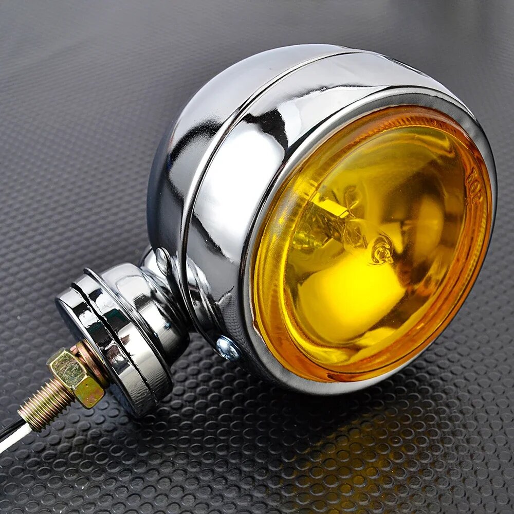 Винтажная фара для мотоцикла Harley Sportster Chopper Bobber Retro Cafe Racer Royal Enfield Желтый