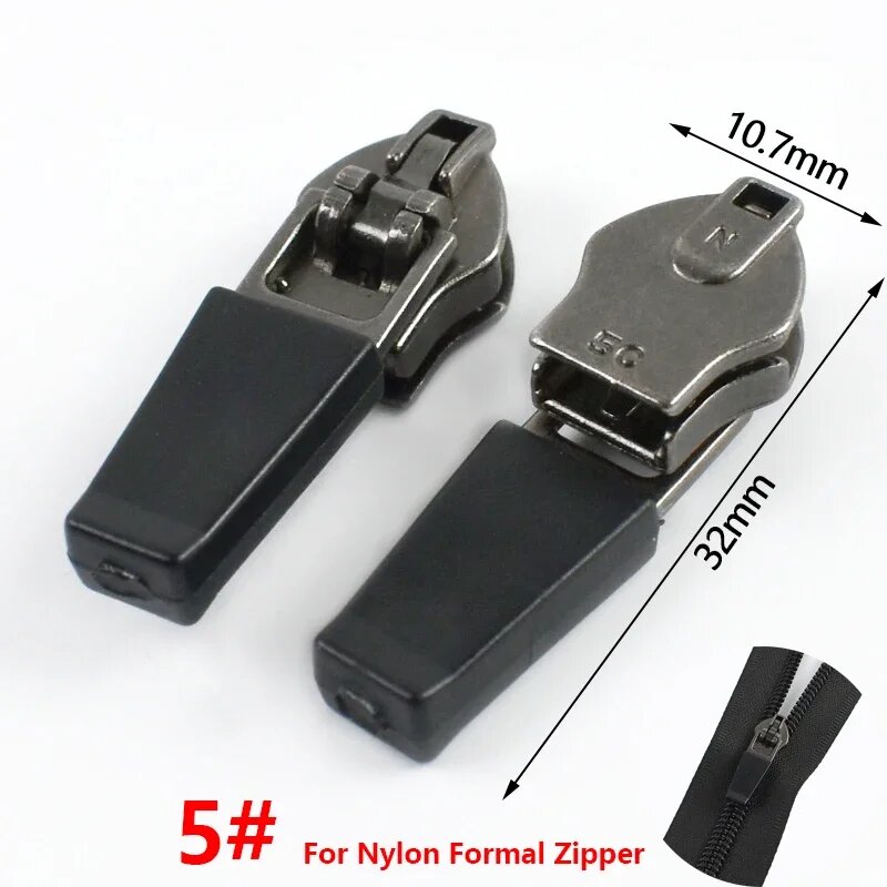 Meetee Нейлоновые слайдеры на молнии 3# 5#, 10/20/50 шт Black-ForNylon-No5, 10Pcs