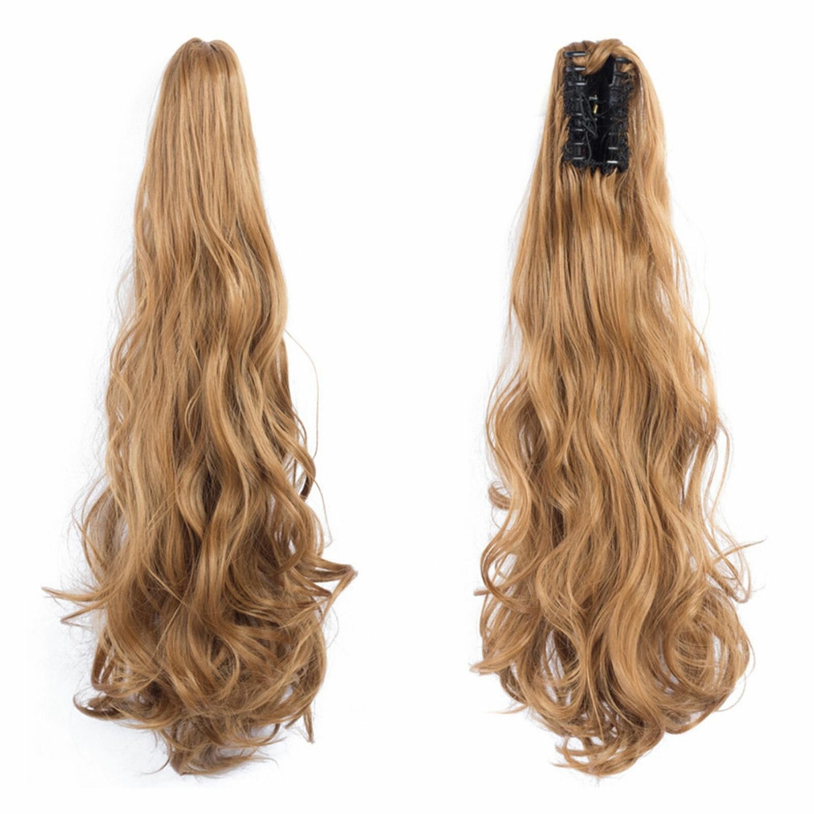 Женский кудрявый парик с хвостиком и зажимом-когтем, 22-дюймовые длинные волнистые накладные волосы, термостойкие синтетические парики из волокна, прочное сцепление и надежное крепление