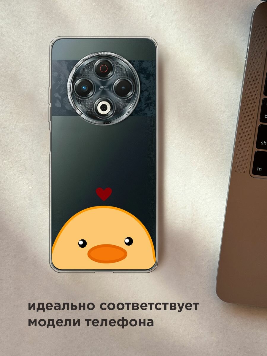 Чехол на Tecno Spark 30 / Текно Спарк 30 с принтом "Влюблённая уточка - 14 февраля", прозрачный — фото 1