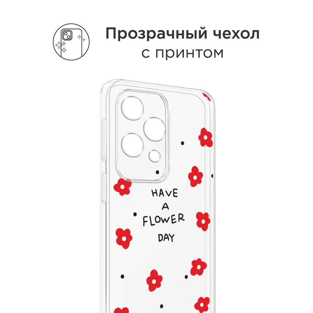 Чехол на Samsung Galaxy S25 / Самсунг S25 с принтом "Have a flower day 2", прозрачный — фото 1