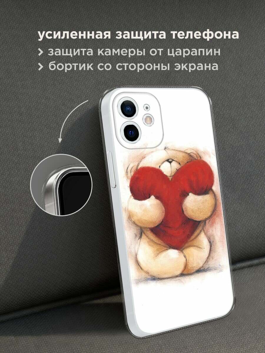 Чехол на Apple iPhone 12 mini / Айфон 12 Мини с принтом "Мишка с сердцем 1" — фото 1