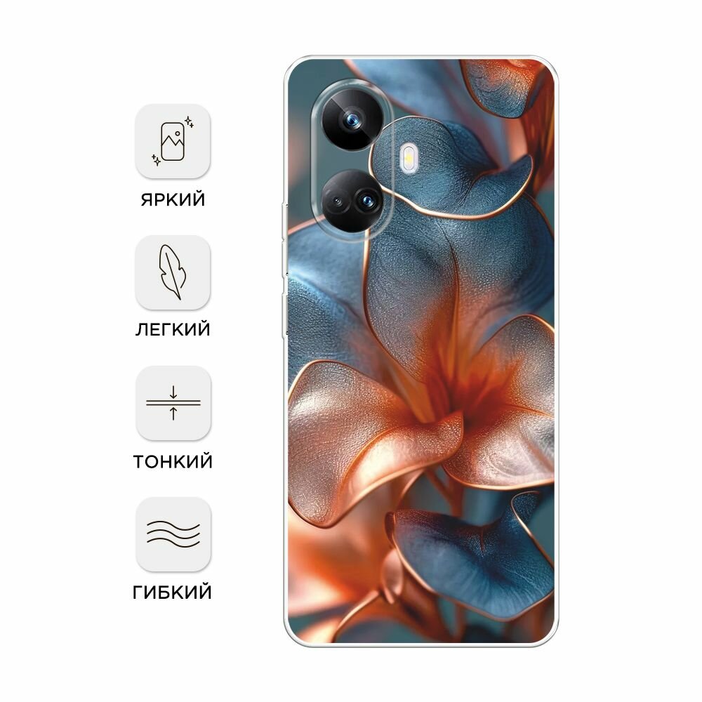 Чехол на Realme 10 Pro+ / Реалми 10 Про+ с принтом "Жемчужные цветы" — фото 1