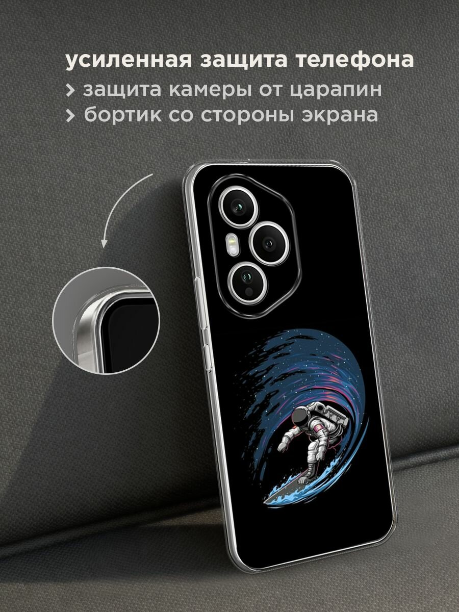 Чехол на Honor 400 Pro / Хонор 400 Про с принтом "Космонавт на серфе" — фото 1