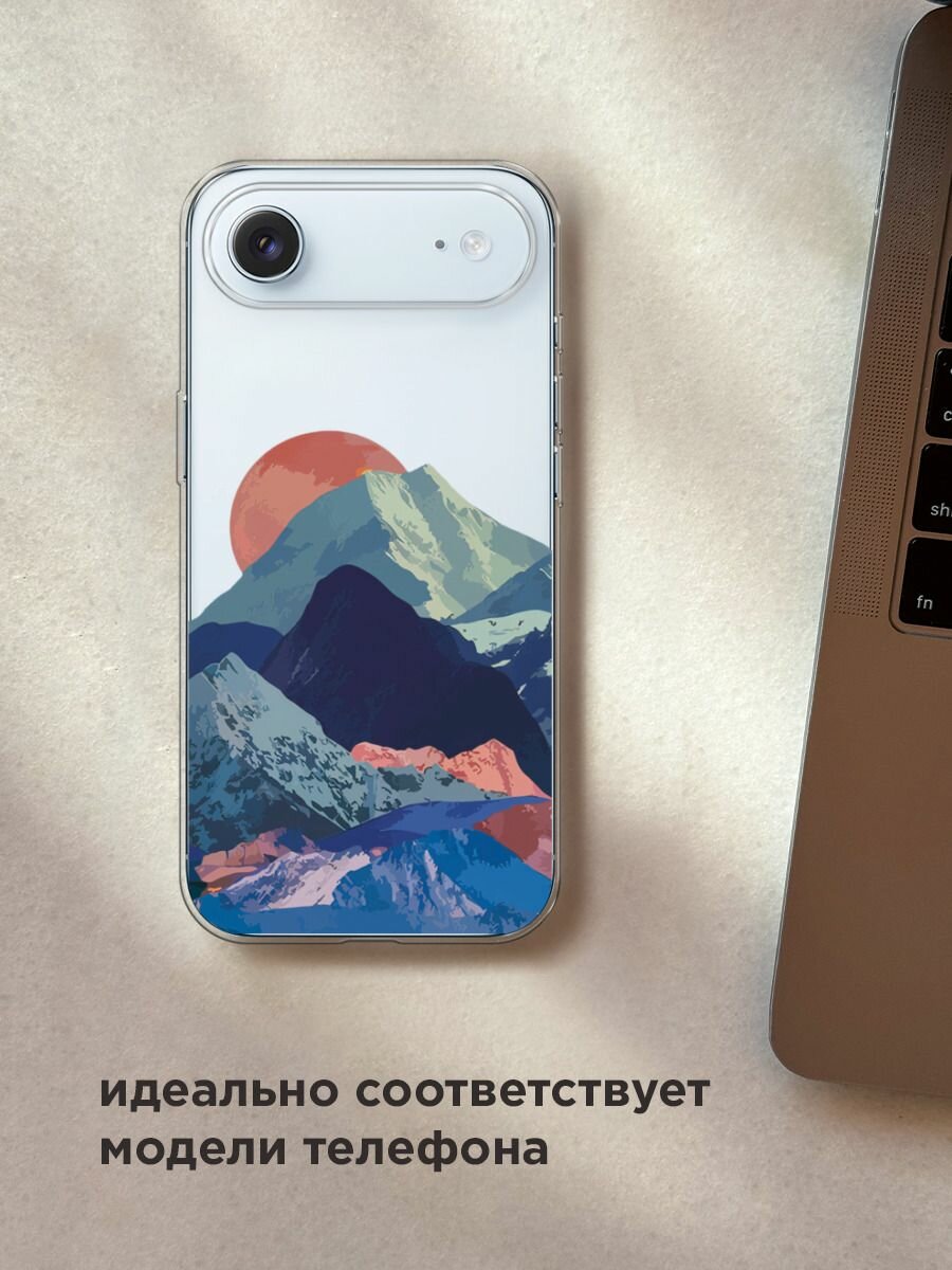 Чехол на Apple iPhone Air / Айфон Айр с принтом "Закат в снежных горах", прозрачный — фото 1