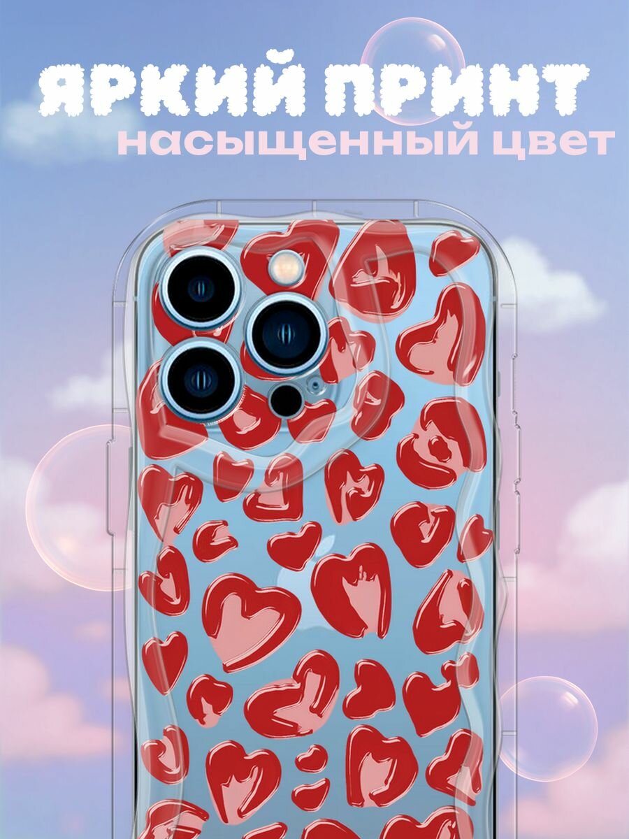 Чехол на Apple iPhone 13 Pro / Айфон 13 Pro с принтом Множество красных сердец — фото 1