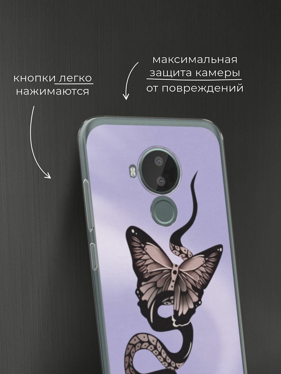 Силиконовый чехол на Nokia C30 / Нокия C30 с принтом "Змеебабочка 1" — фото 1