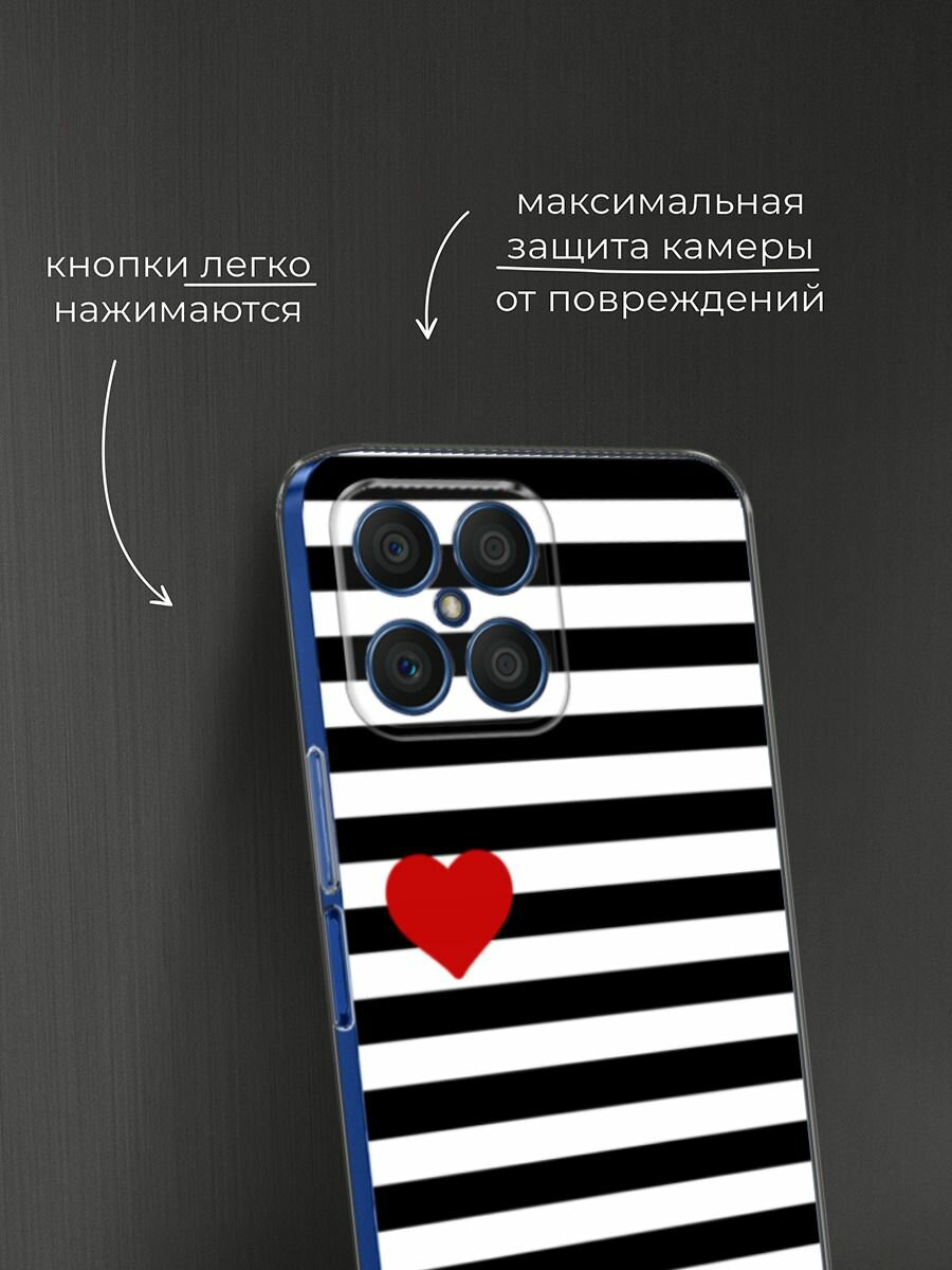Силиконовый чехол на Honor X8 / Хуавей X8 с принтом "Красное сердце" — фото 1