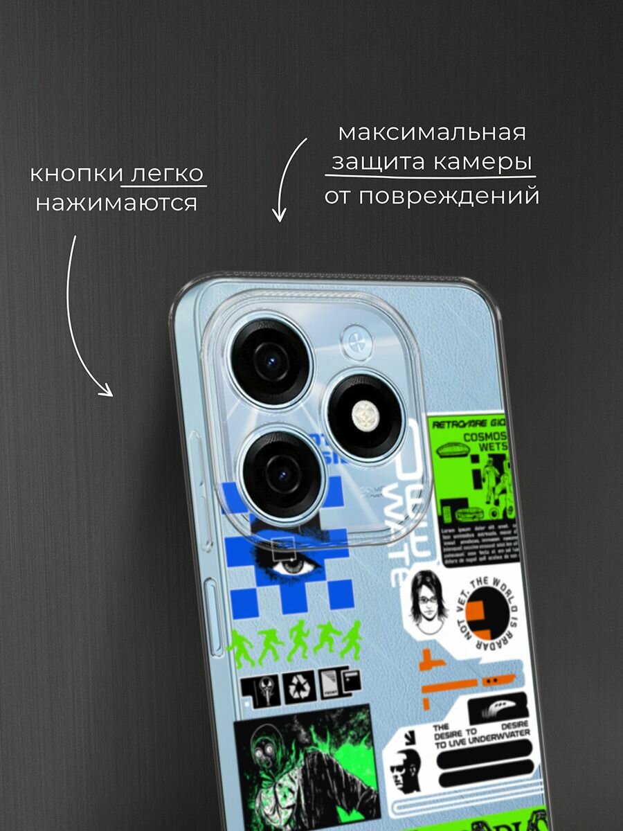 Чехол на Tecno Spark 20 / Текно Спарк 20 с принтом "Nothing impossible", прозрачный — фото 1