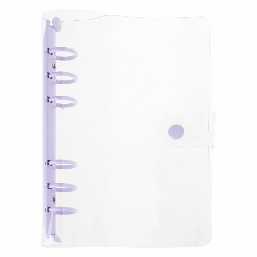 Прозрачный ПВХ-кольцевой переплет формата A6 A6, фиолетовый, прозрачный, 6 колец