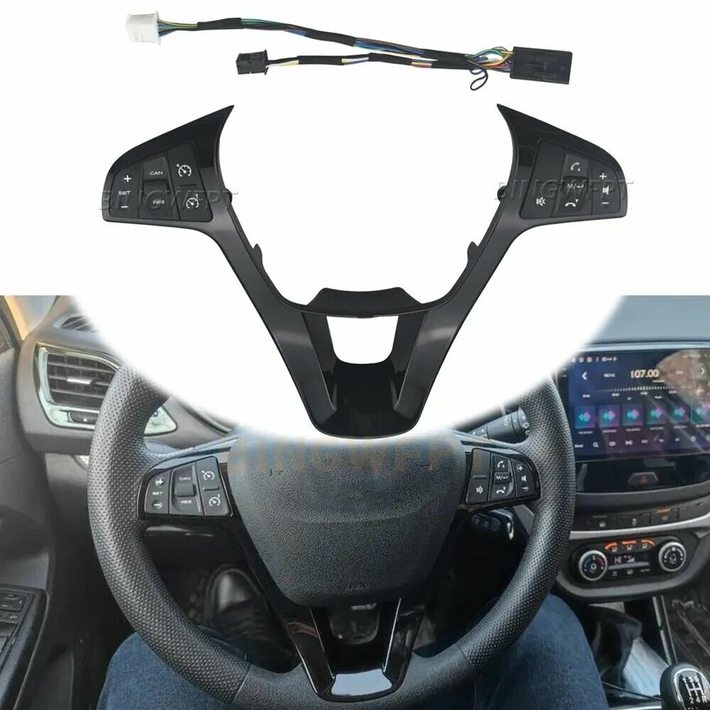 Вставка мультируля арт. Переключатель круиз-контроля на руль для Lada (ВАЗ) Vesta Sport Lada SW Cross Glade West 2015-2021 XRAY / Вставка мультируля / Накладка на руль Веста с кнопками управления