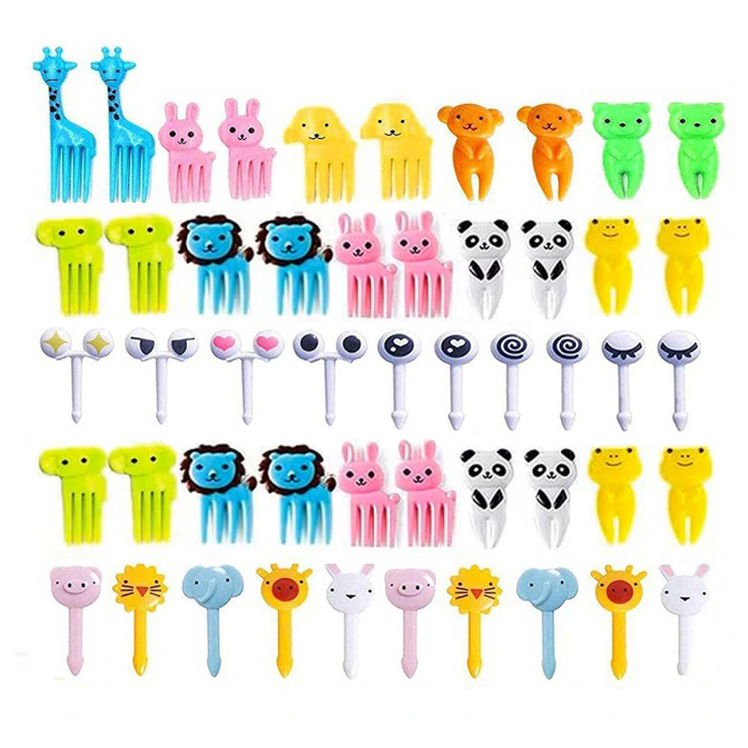 50шт Вилки для фруктов с животными для детей Мини Пластиковые Палочки Топчики Декор Многоцветные