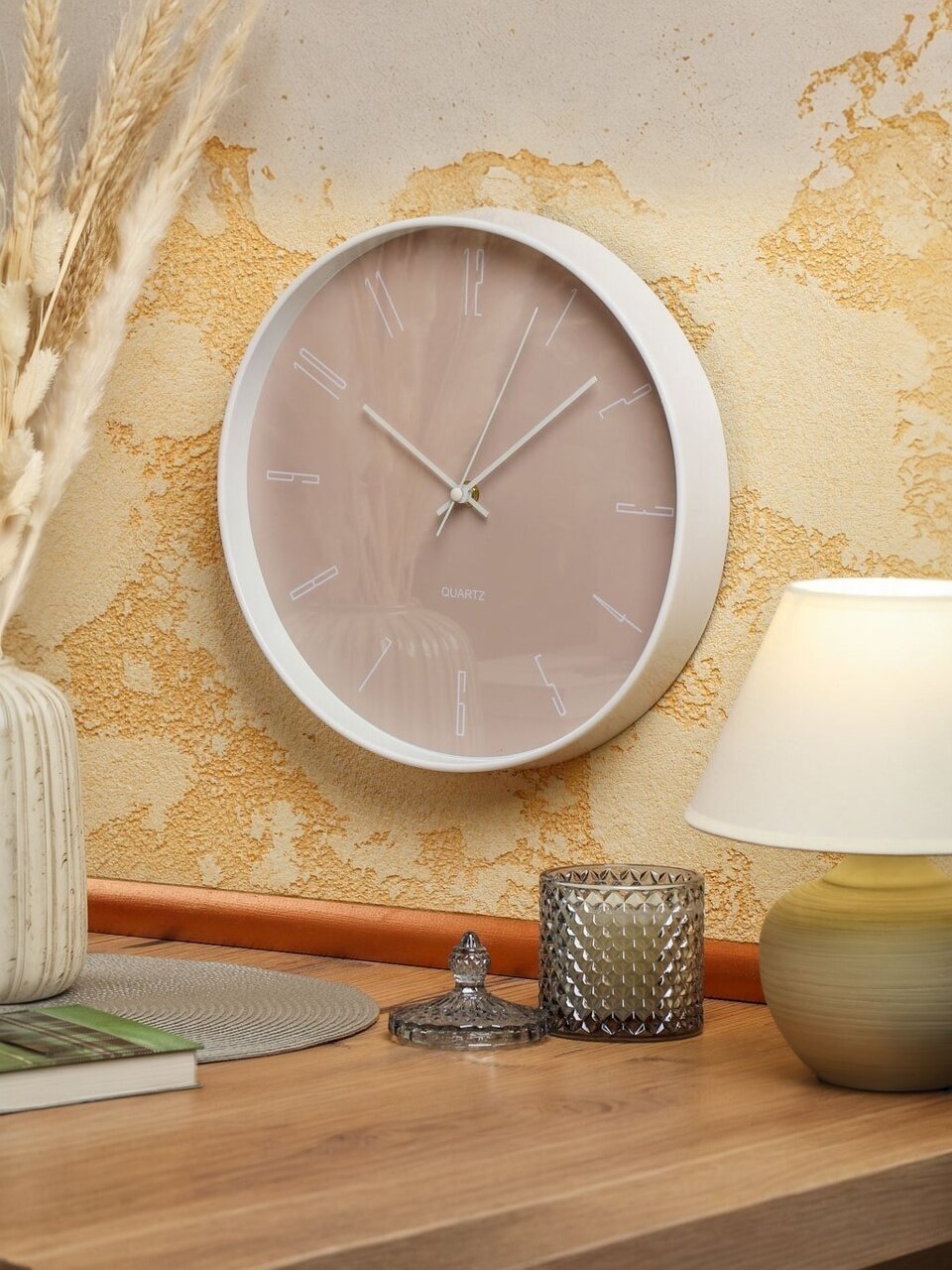 Часы настенные интерьерные, декор для дома и кухни, 30 см, розовые