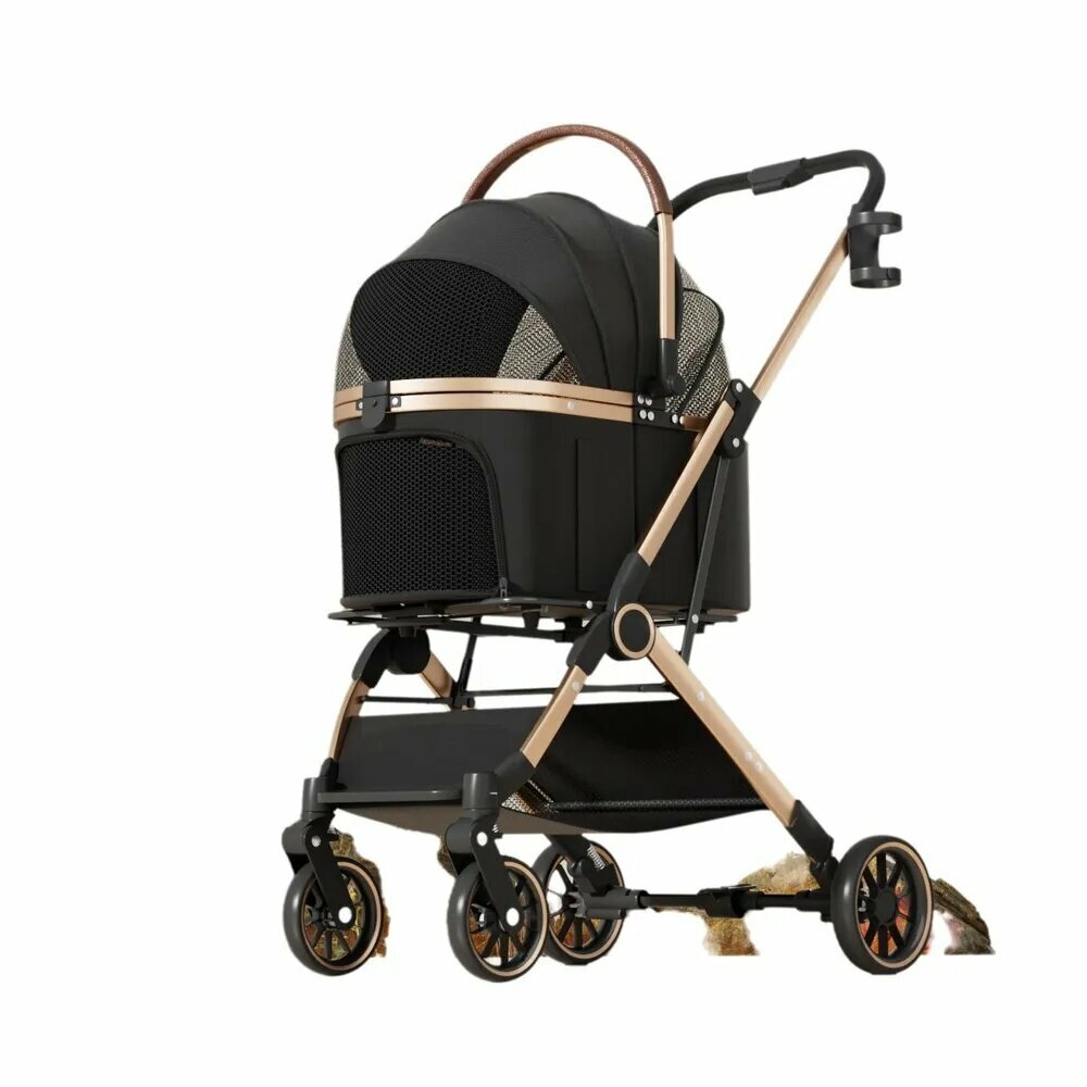 Детская коляска для собак с зимним комплектом для снега, складная, черная, до 25 кг