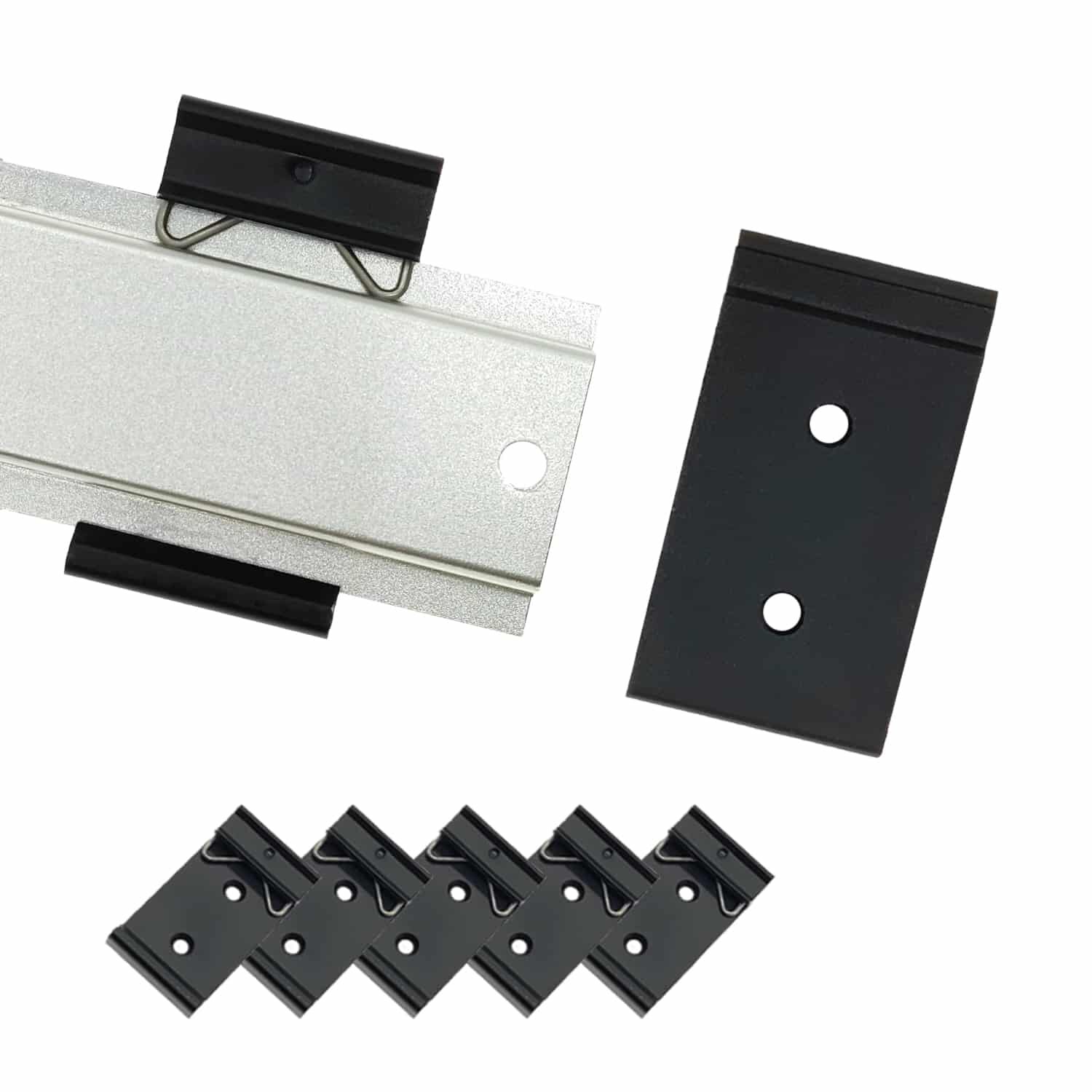 Универсальный зажим для DIN-рейки, 35 мм, чёрный, маленький алюминиевый сплав