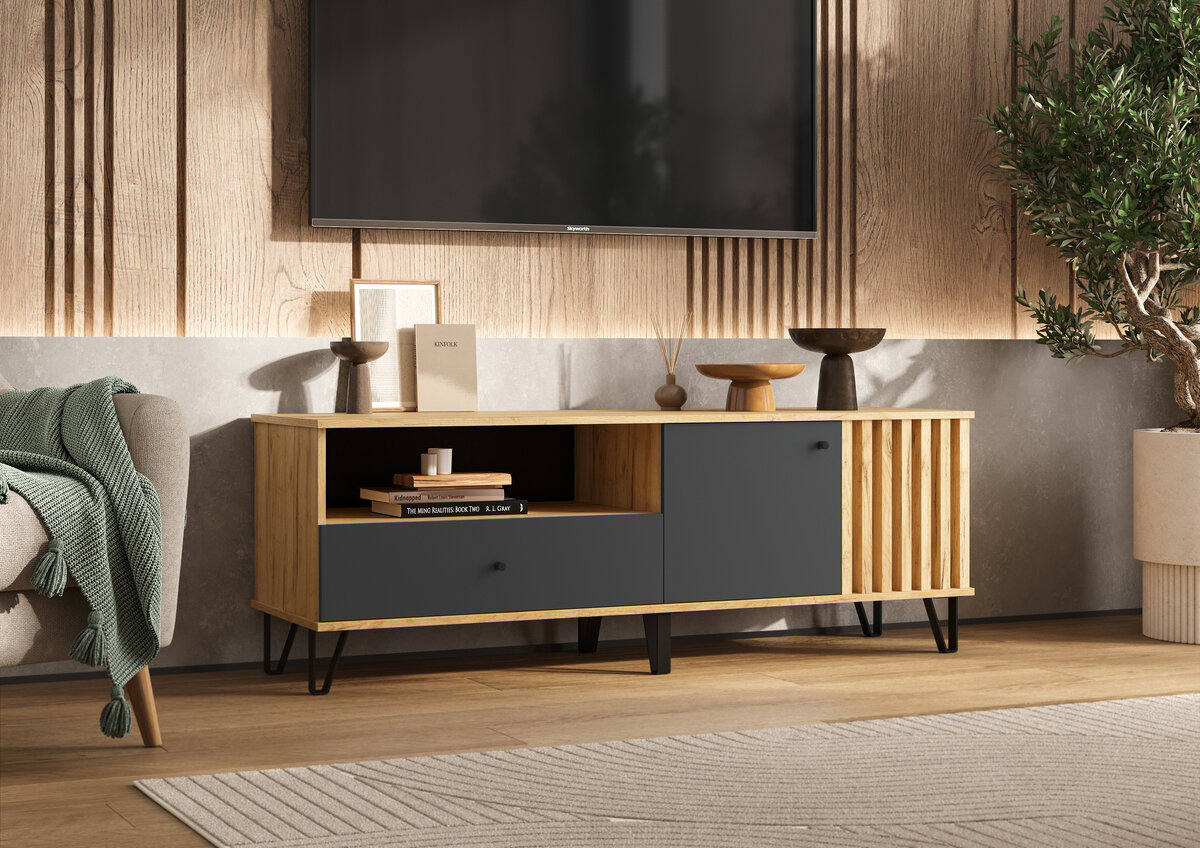 Роджинамиф Тумба ТВ (1500) (Графит, Дуб Крафт)