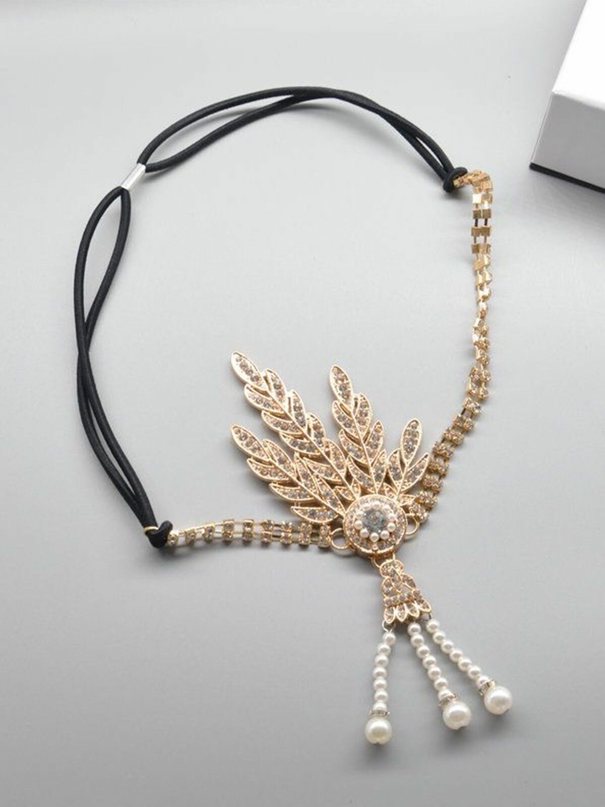 Женская повязка на голову в стиле Гэтсби с черным пером элегантный карнавальный аксессуар для вечеринки в духе гангстерского Чикаго 20-х