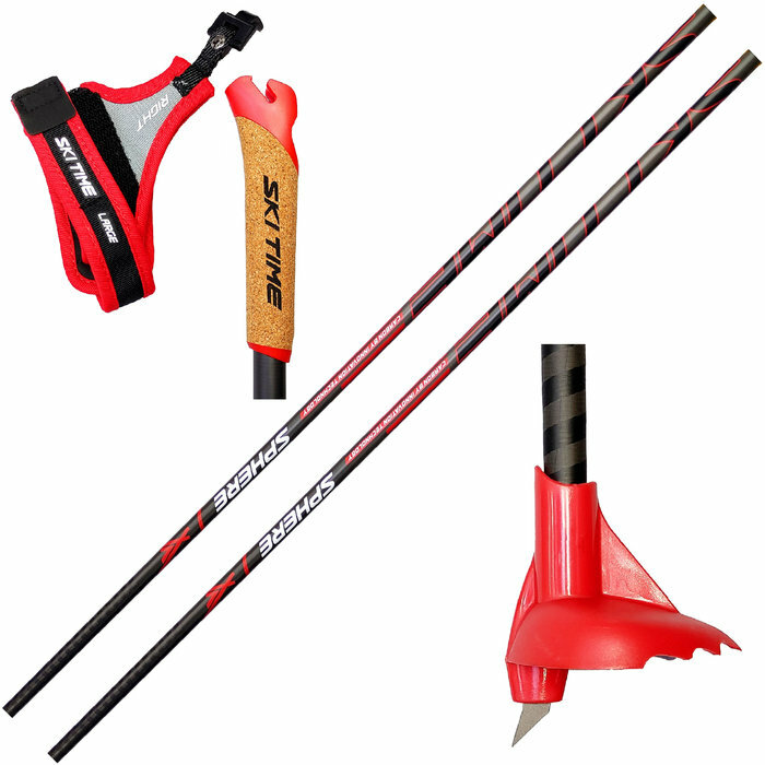 Лыжные палки SKI TIME New Sphere Triac HM (Карбон 100%) (черный/красный) (162)